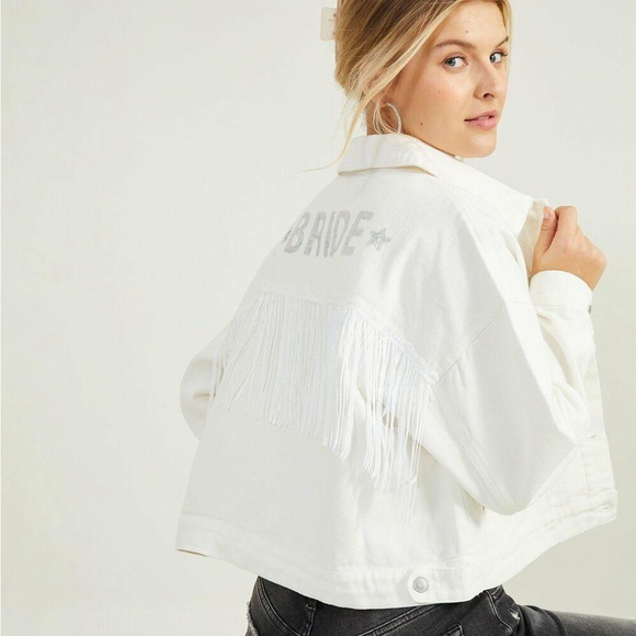 Jackets & Coats | Bride White Denim Fringe Jacket | Poshmark